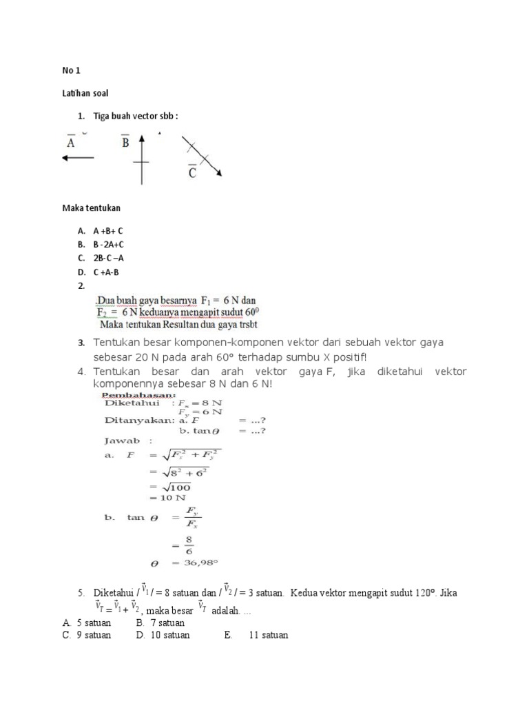 Latihan Soal Vektor Bab 1 Kls Xi | PDF