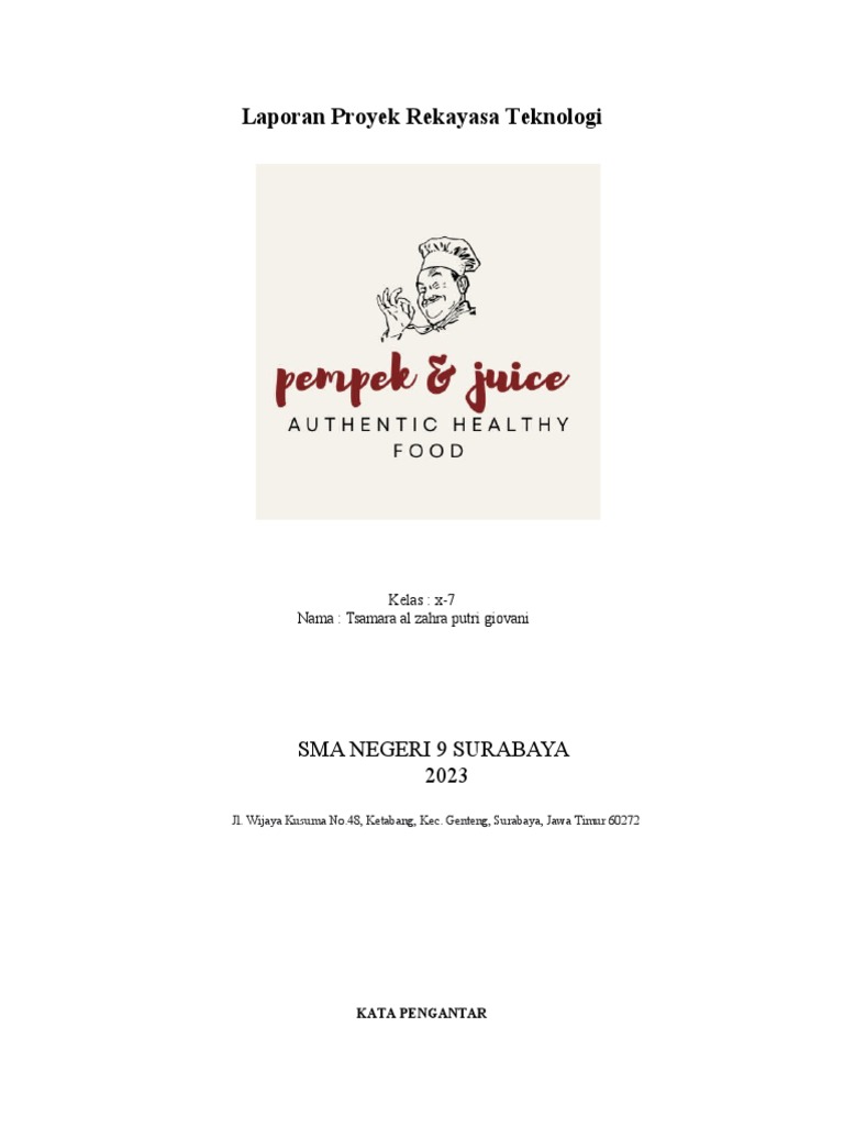 Laporan Proyek Rekayasa Teknologi: Sma Negeri 9 Surabaya 2023 | PDF