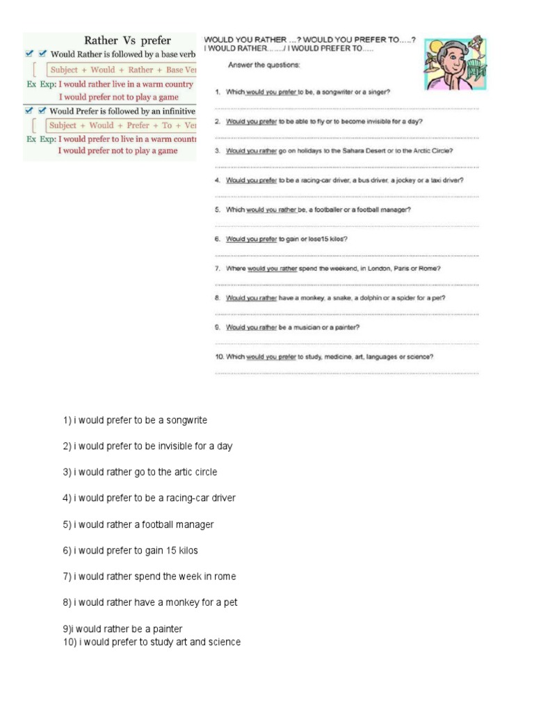 Janina Francheska Sanchez Perez - Would Rather - Would Prefer | PDF