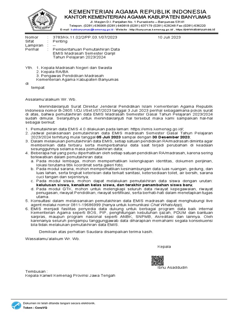 Pemutakhiran Data EMIS 2023-2024 | PDF