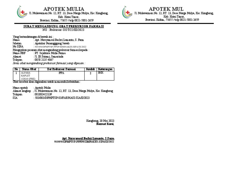 Surat Pesanan Obat Prekursor | PDF