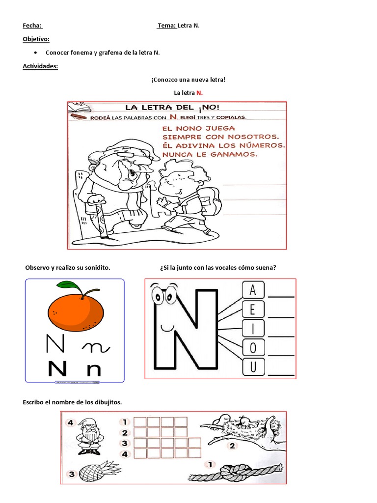 Actividades Letra N | PDF