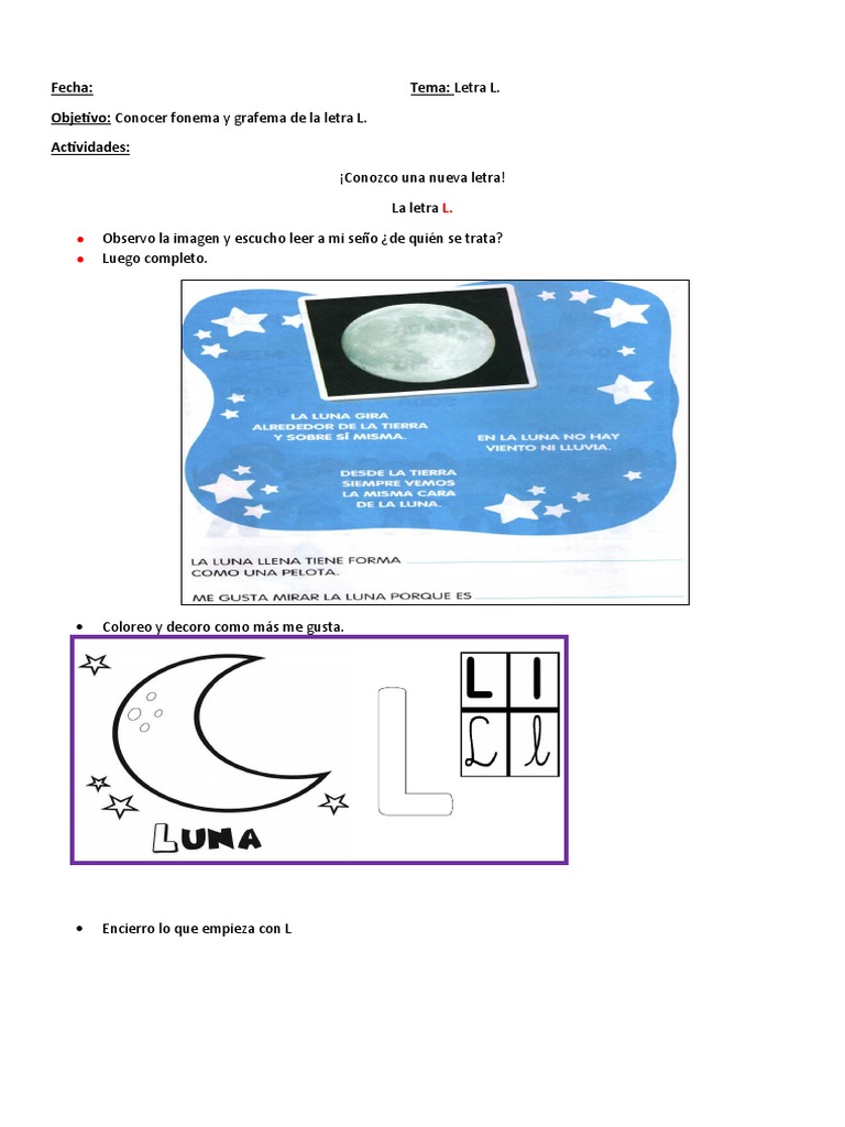 Lengua Letra L | PDF