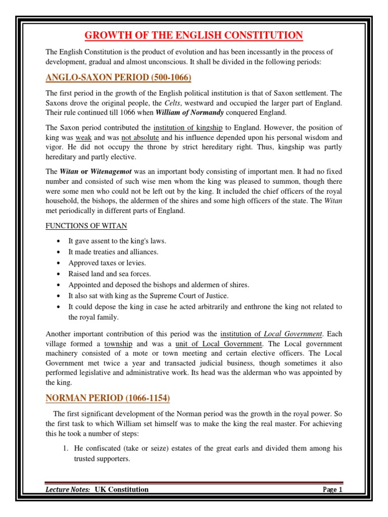 Growth of The English Constitution | PDF