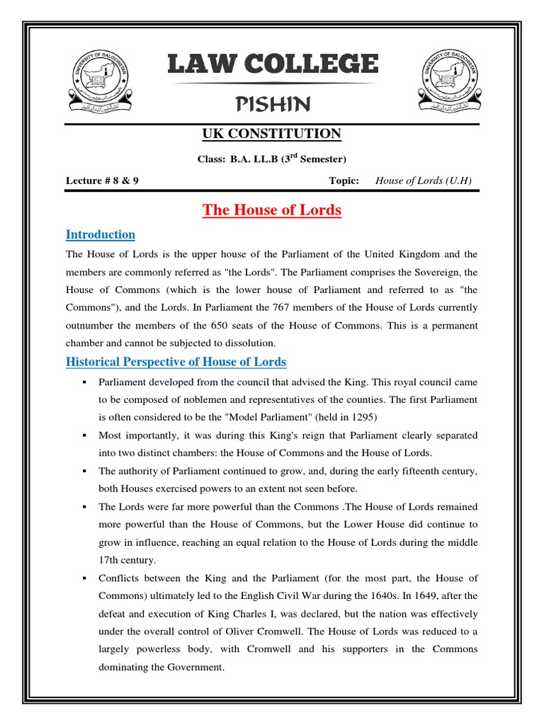 The House of Lords | PDF | House Of Lords | House Of Commons Of The ...