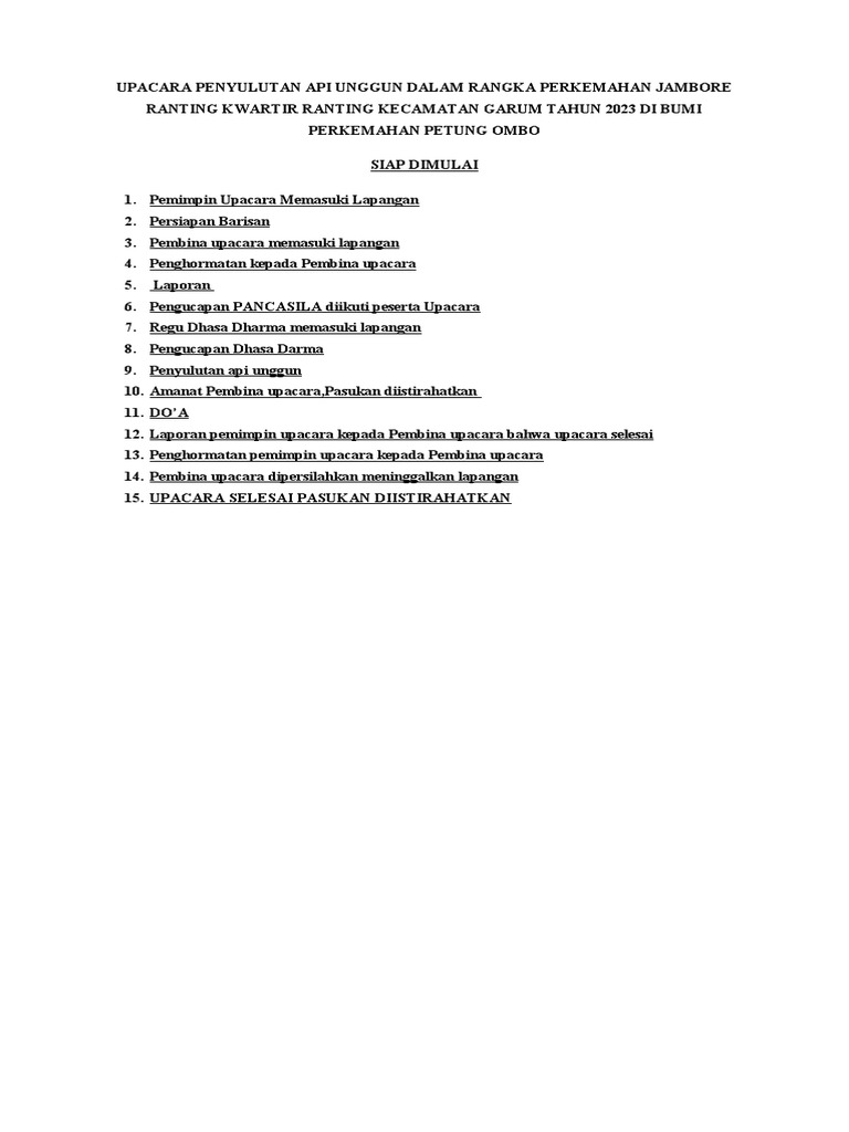 Susunan Upacara API Unggun | PDF