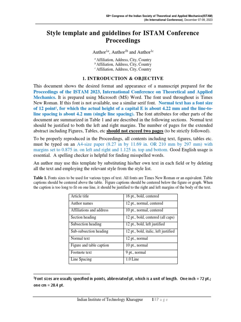 Format ISTAM Extended Abstract | PDF | Paragraph | Written Communication