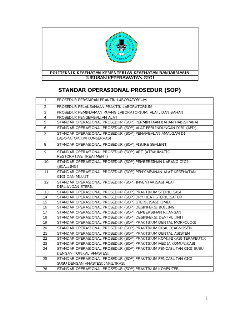Sop Edit Jurusan Keperaatan Gigi 2020 News | PDF