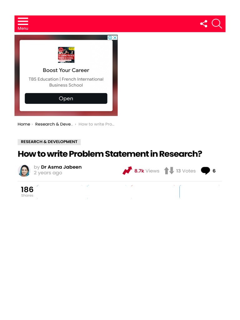 How To Write Problem Statement in Research - DR Asma Jabeen | PDF | Cognition | Cognitive Science