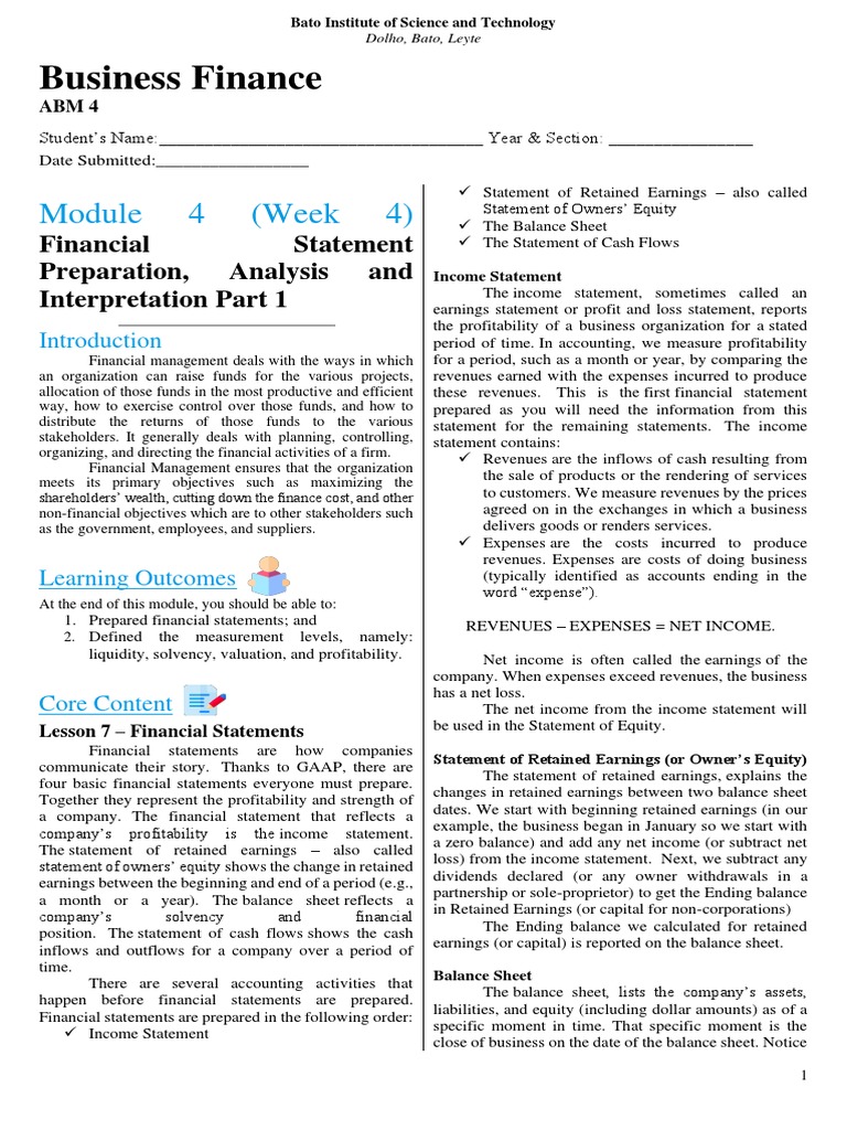 Abm 4 Module 4 | PDF | Balance Sheet | Valuation (Finance)