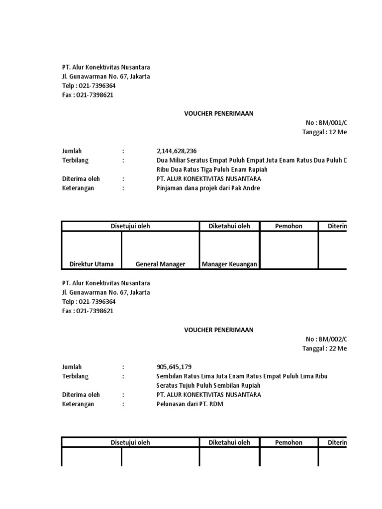 Voucher PT - AKN | PDF