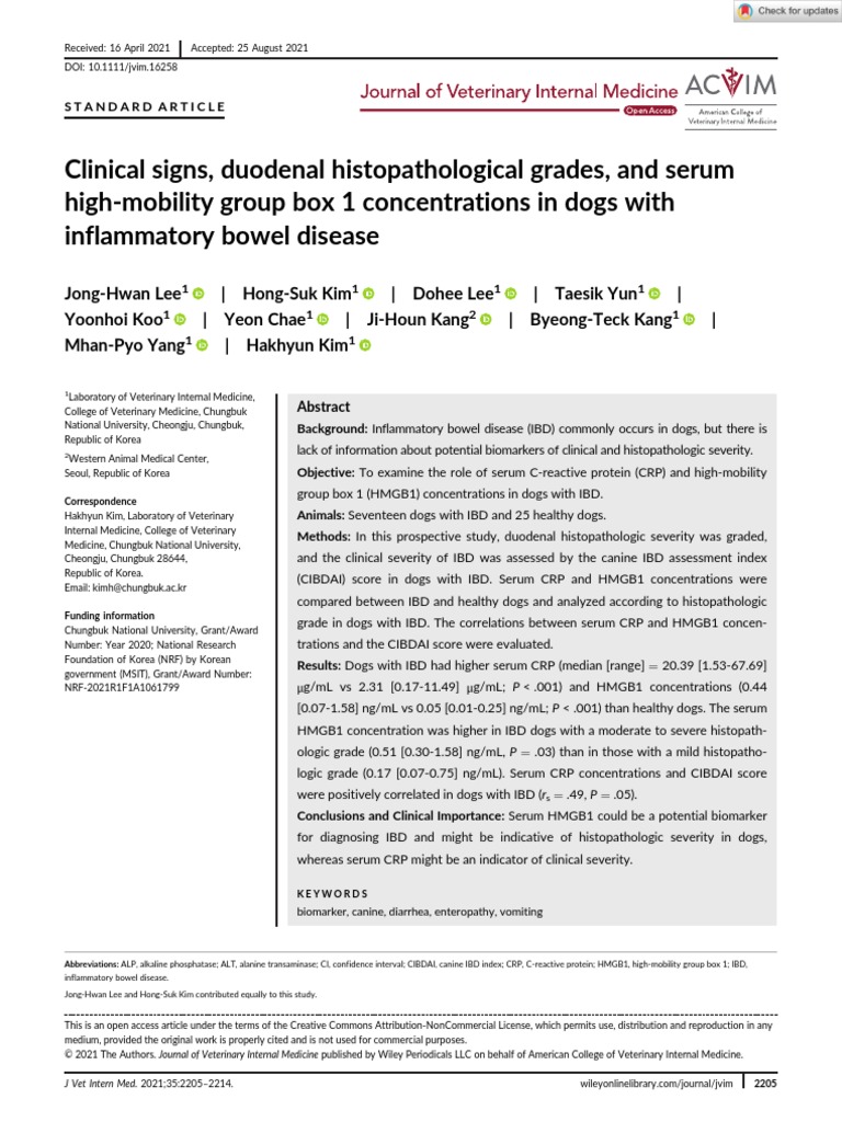 Clinical Signs, Duodenal Histopathological Grades, and Serum High ...