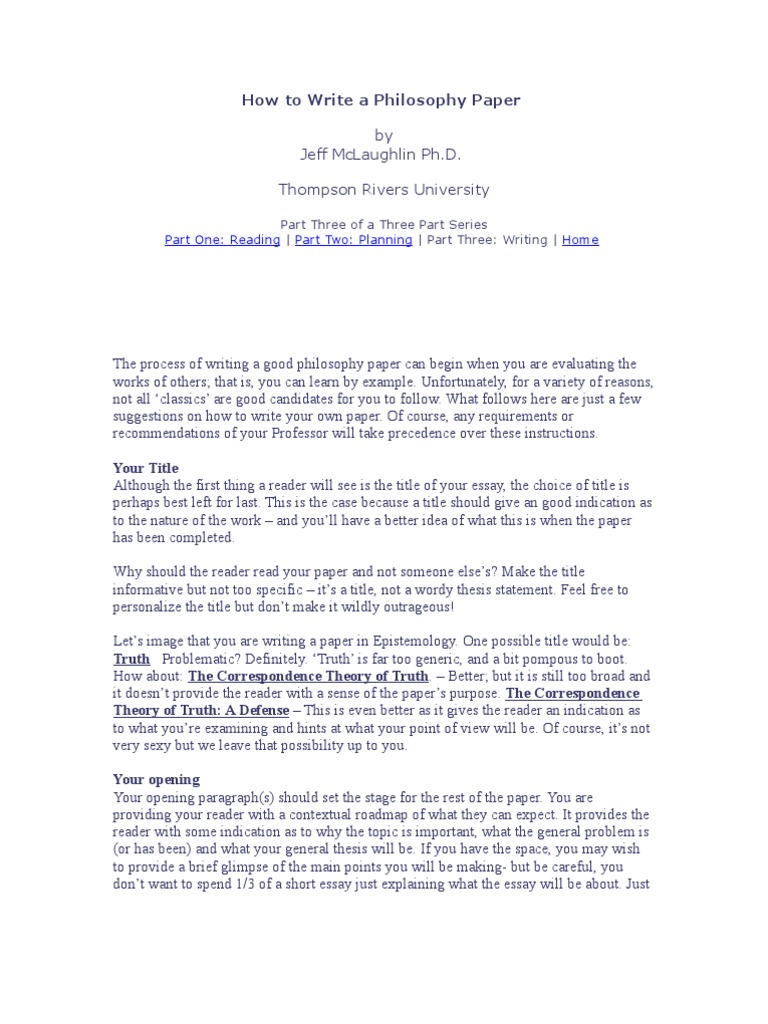How To Write A Philosophy Paper | PDF | Note (Typography) | Citation