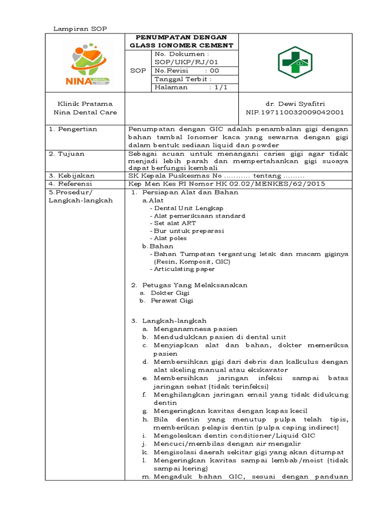 SOP Penambalan GIC | PDF