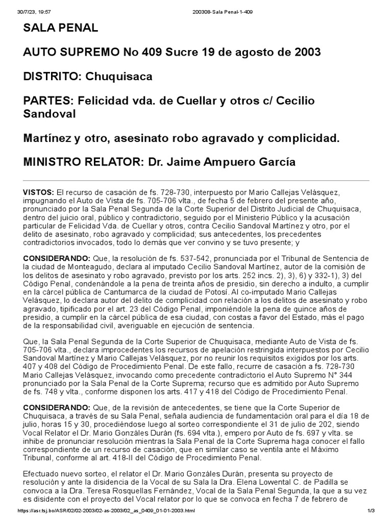 As. 409 Del 19-08-2003. Concepto de Jurisdiccion y Competencia | PDF | Jurisdicción | Debido al ...