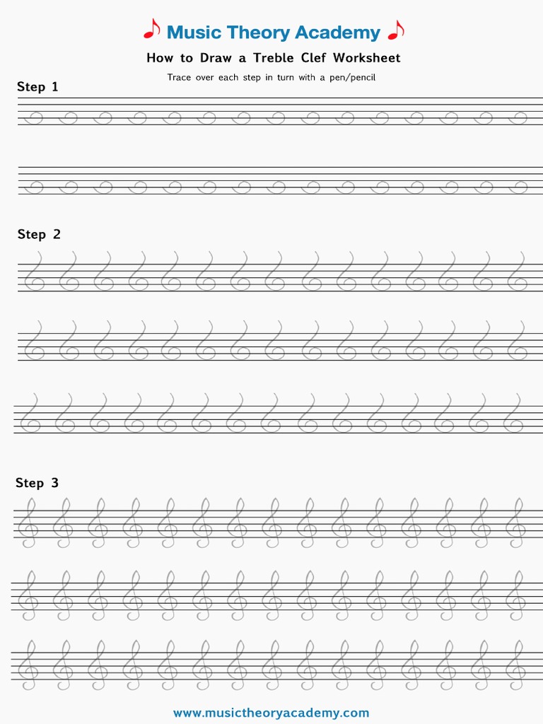 How To Draw A Treble Clef Worksheet | PDF