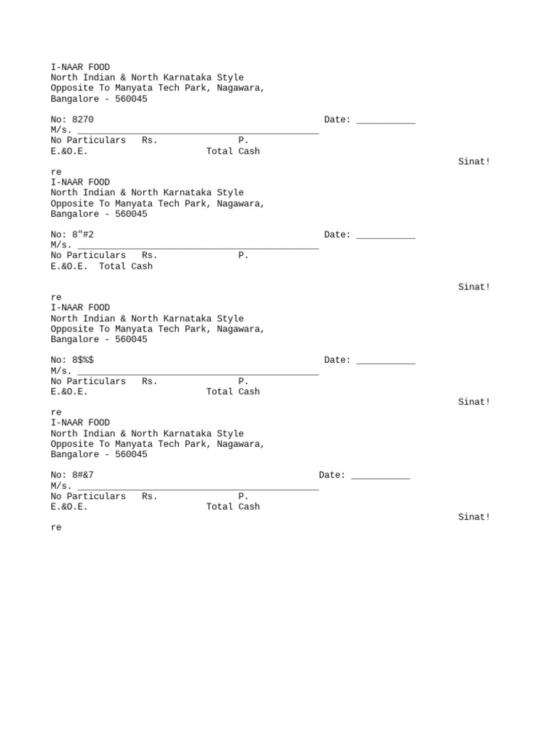 Food Bill Format | PDF