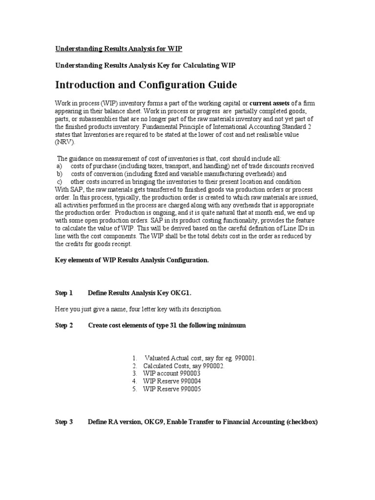 SAP WIP Results Analysis Guide | PDF | Inventory | Debits And Credits