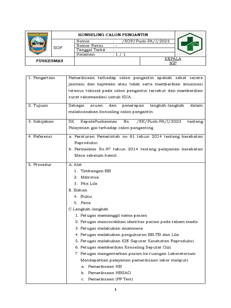 Konseling Catin di Puskesmas | PDF