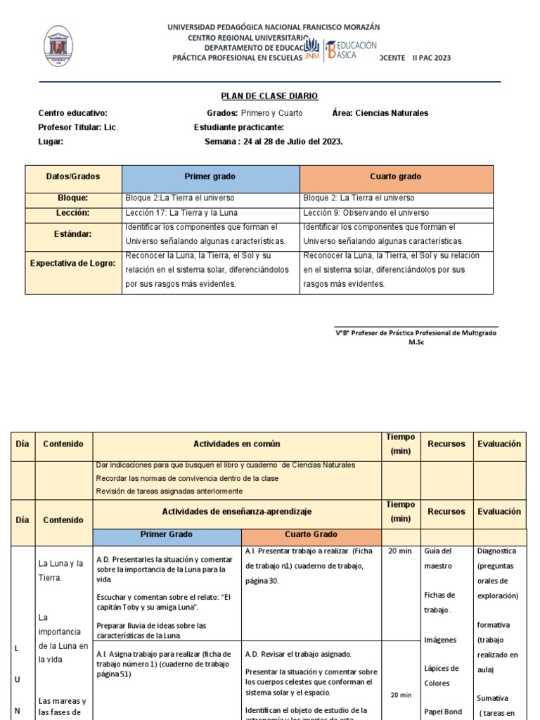 Ciencias Naturales Plan de Multigrado | PDF | Luna