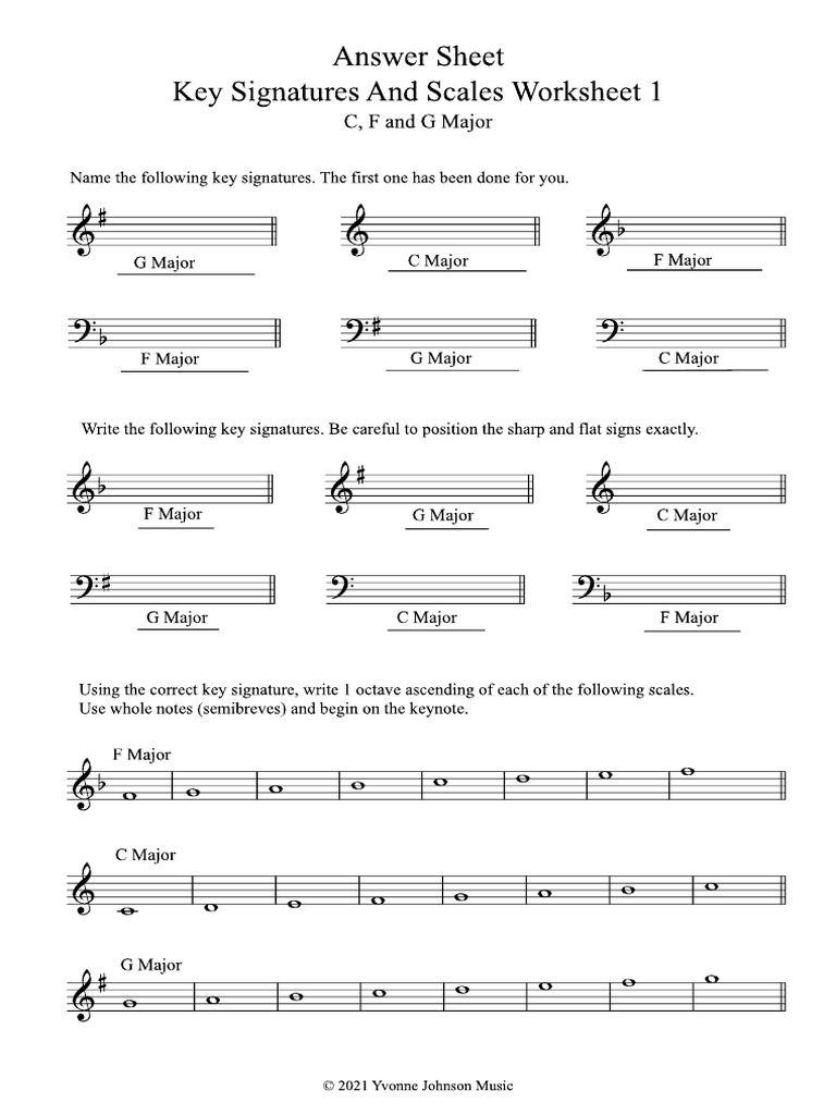 KeySignaturesAndScalesWorksheets15AnswerSheets 1 | PDF
