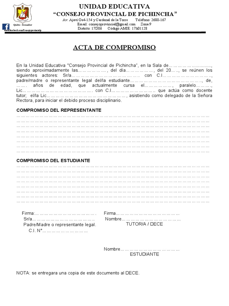 Acta de Compromiso | PDF