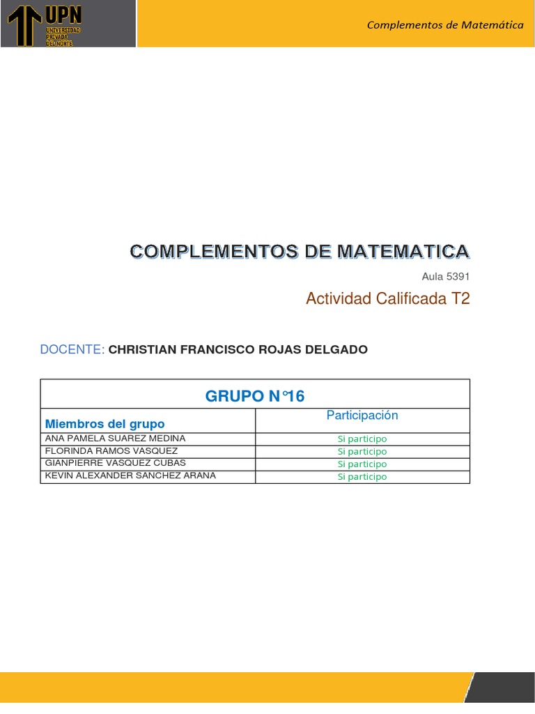 Ef - Complementos de Matematica - Kevin Alexander Sanchez Arana | PDF | Ecuaciones | Escritura