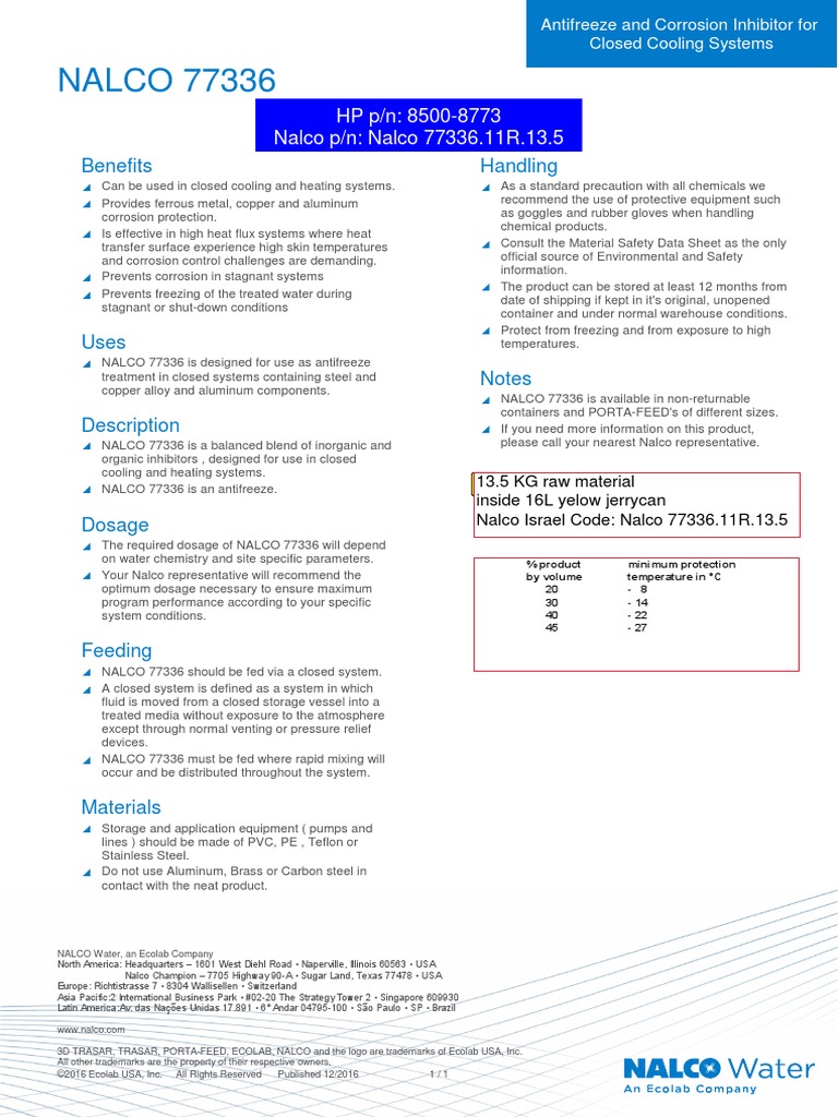 8500-8773 DS Nalco | PDF | Corrosion | Chemistry