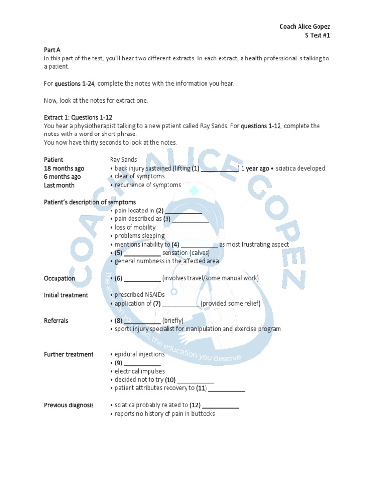 Sample Test 1 - Questionnaire | PDF | Patient | Allergy