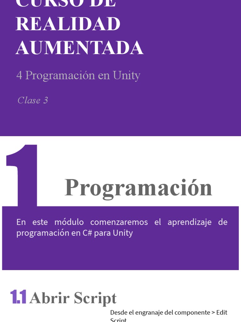 Clase 1 C - Inicio Programacion - Unity | PDF | Lenguaje de escritura | Programación de computadoras