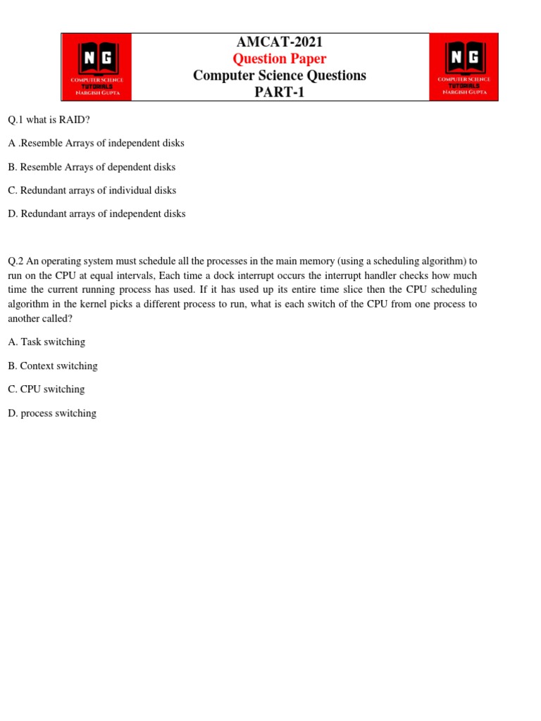 Amcat Computer Science Questions Part 1 Pdf Computing Computer Science 