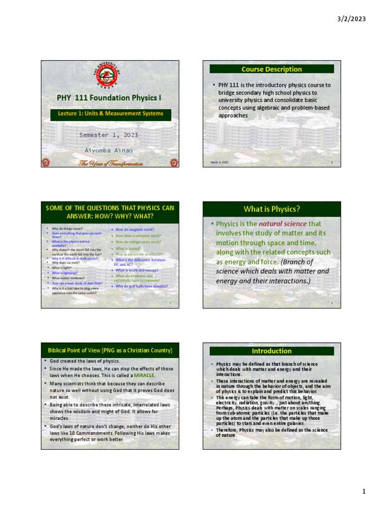 Lecture 1 Units & Measurement | PDF | International System Of Units ...