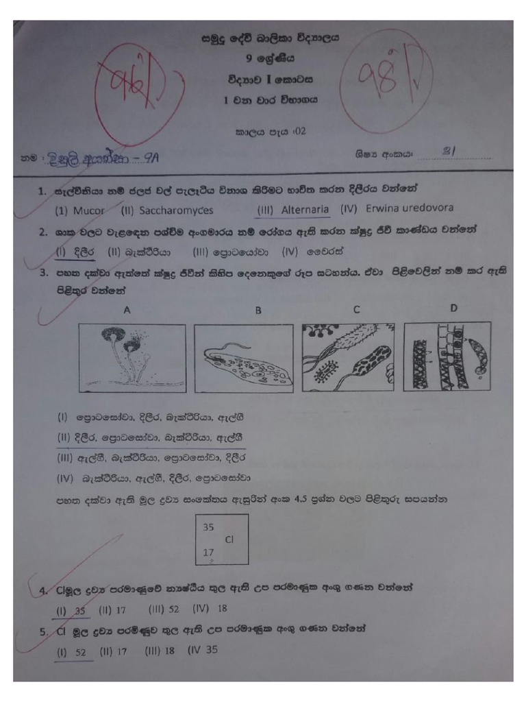 First Term Test - G9 | PDF