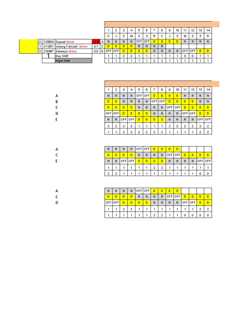 Driver Shift Schedule | PDF