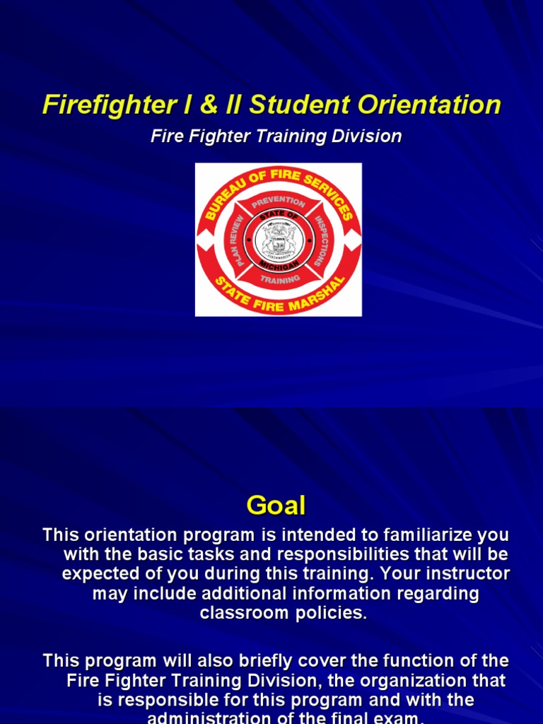 Firefighter I & II Orientation Guide | PDF | Safety | Hazards
