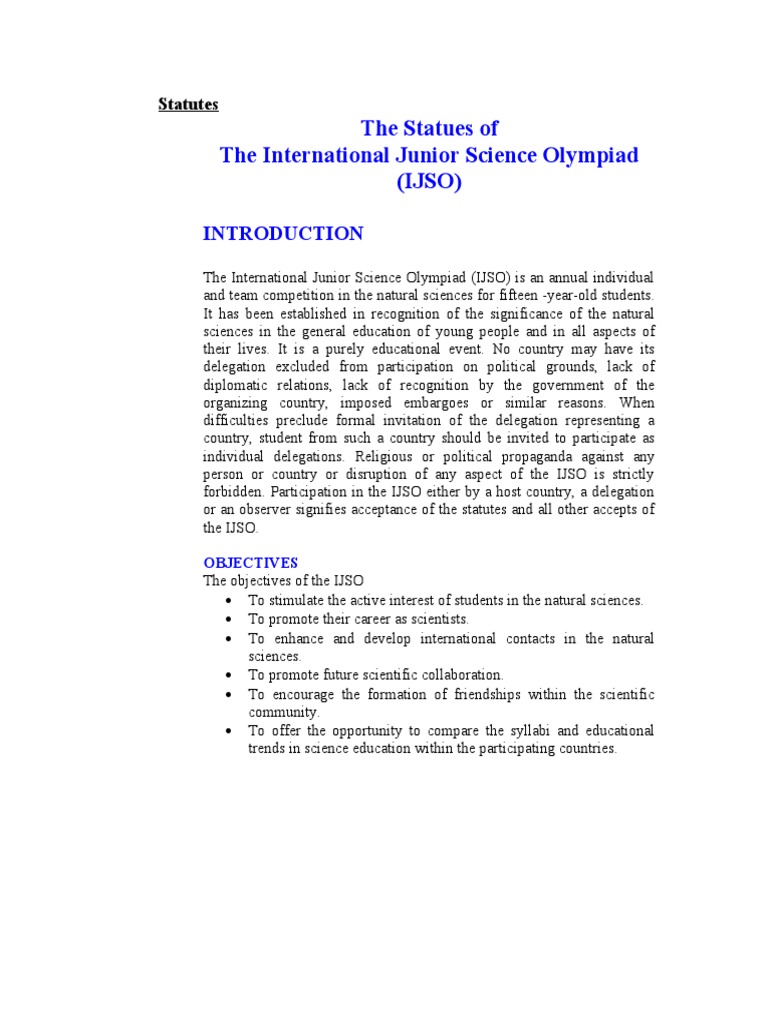 IJSO-Statutes Taipei 2007 Final | PDF | Physics | Science