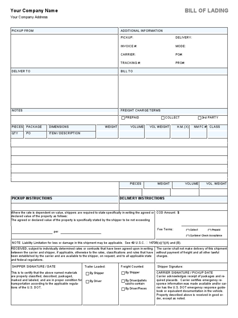 Bill of Lading | Download Free PDF | Cargo | Transport