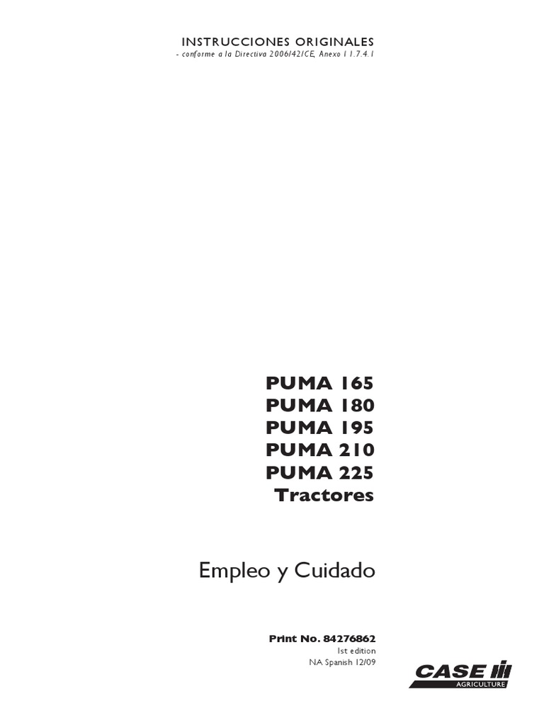 Manual Operador PUMA | PDF | Tractor | Inyección de combustible