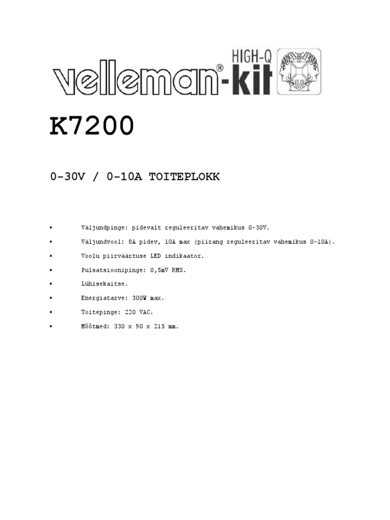 Manual k7200 TÕLKIMISEKS | PDF