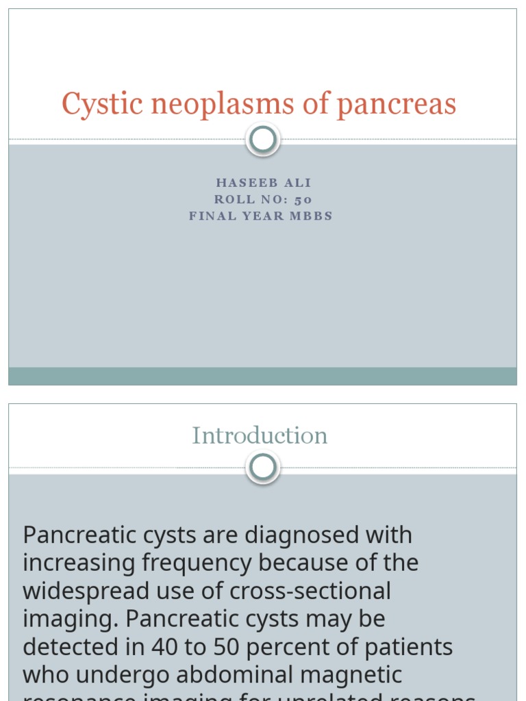 Pancreatic Cystic Neoplasms Overview | PDF | Pancreatic Cancer | Neoplasms