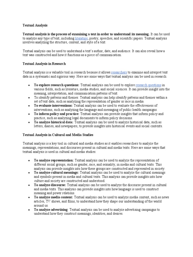 Textual Analysis | PDF | Data | Analysis