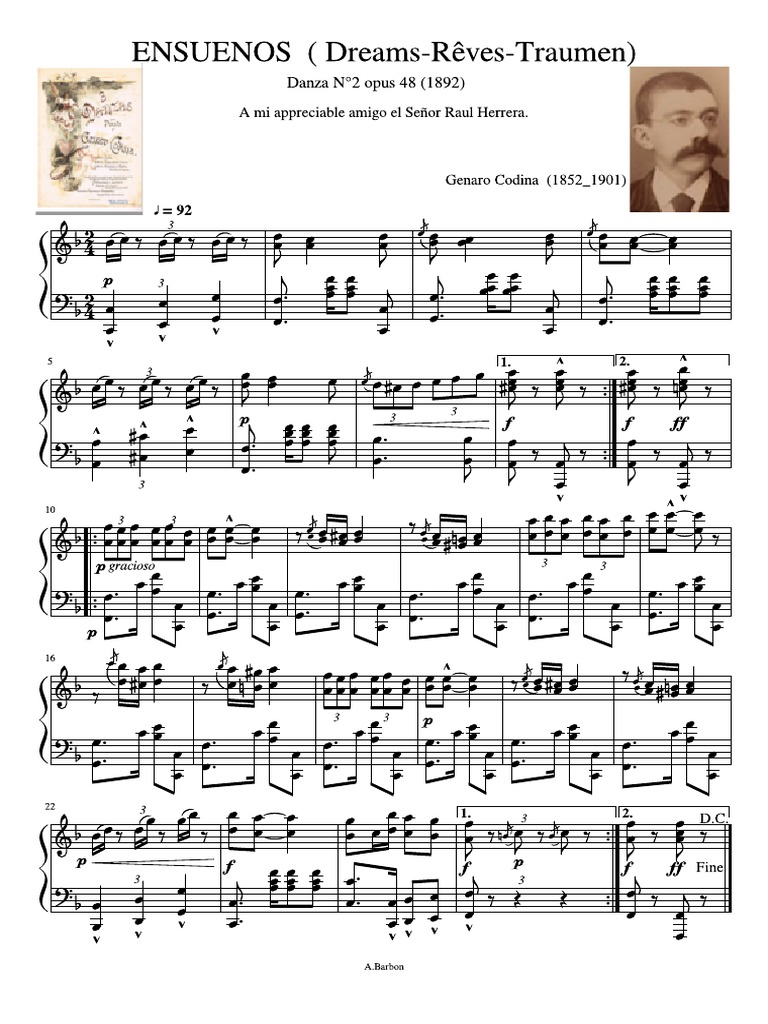 ENSUEÑOS - Danza de Genaro Codina (1892) | PDF