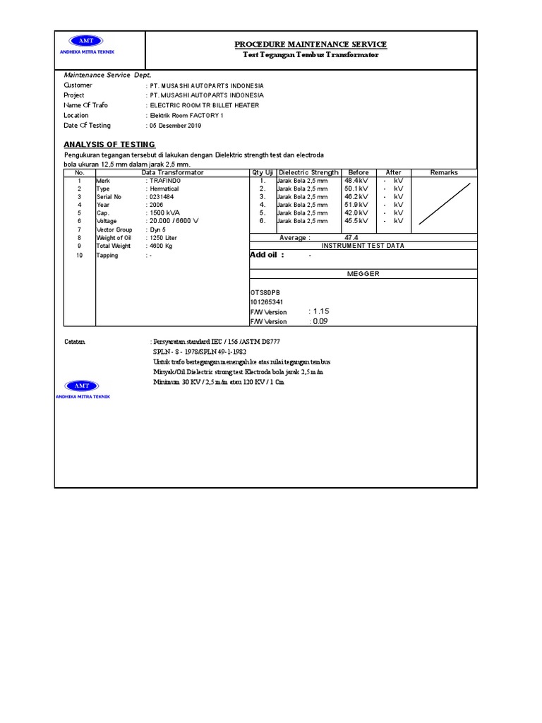 BDV Test Trafo | PDF