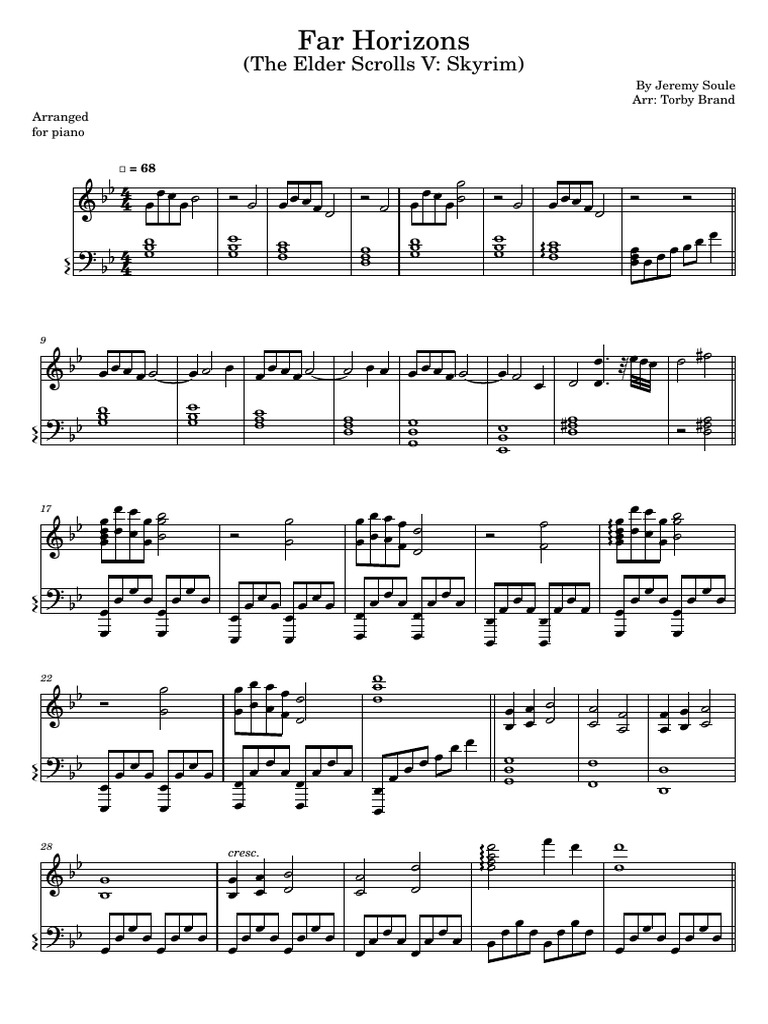 Far Horizons The Elder Scrolls V Skyrim Piano Cover | PDF