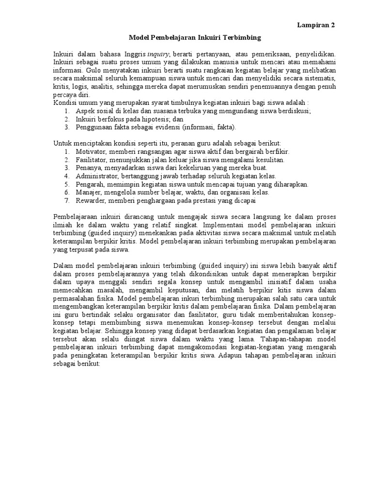 Lampiran 2 Sintak Inkuiri Terbimbing | PDF