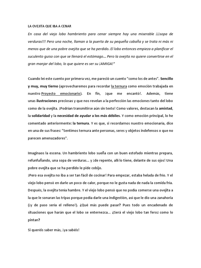 Cuento La Ovejita Pdf