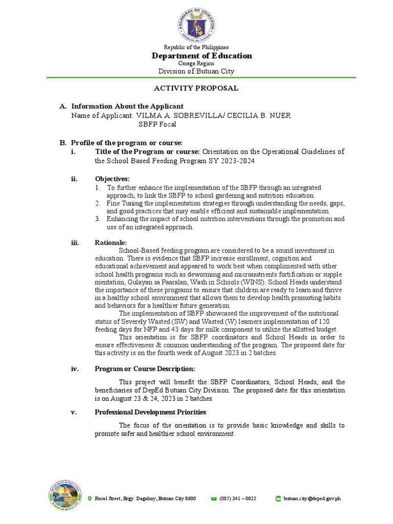 Orientation On The Operational Guidelines of The SBFP Program Sy 2023 ...