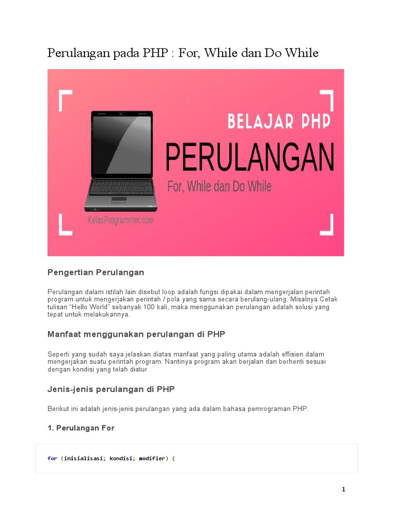 3 JENIS - Perulangan Pada PHP | PDF