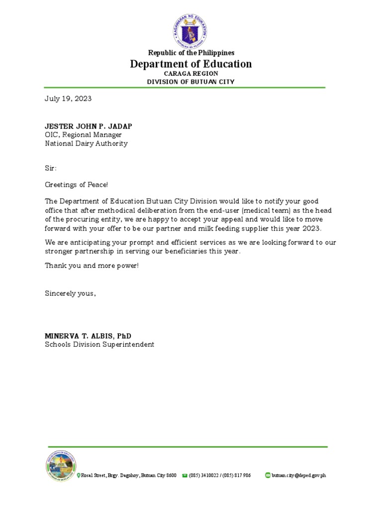 Letter of Acceptance To NDA | PDF