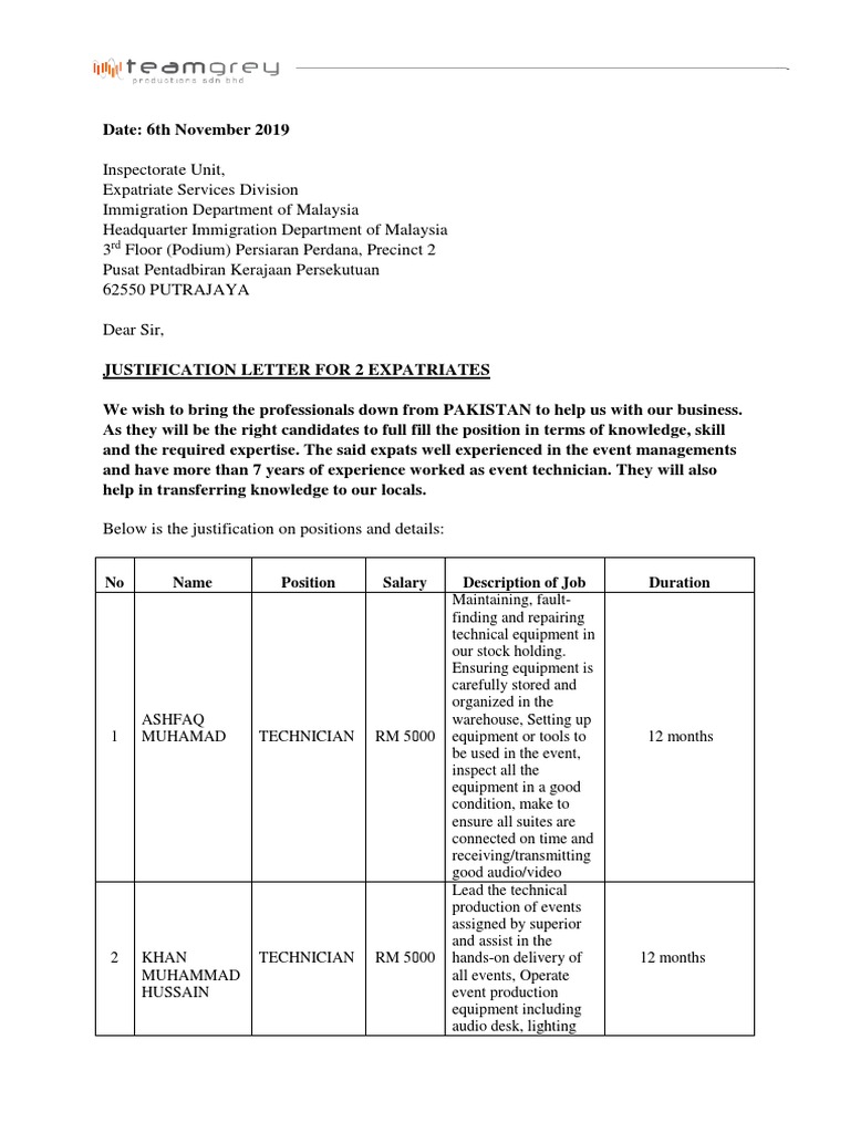 Justification for Expatriate Employment | PDF